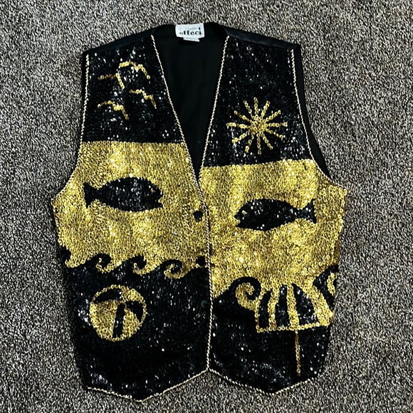 Vintage | Tops | Vintage Creazioni Effeci Sequin Fish Beach Theme ...